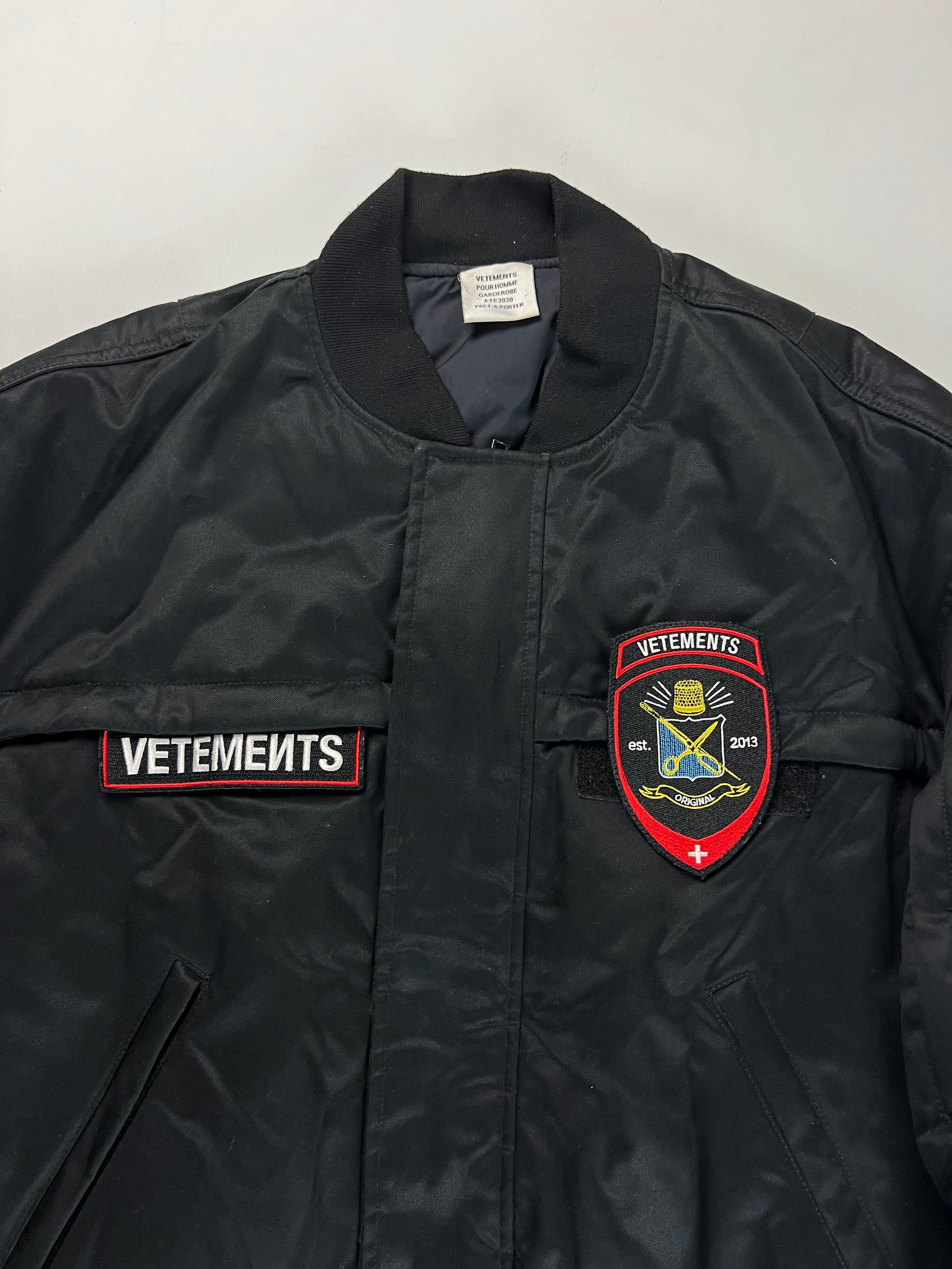 Vetements SS20 runway police security guard padded bomber Jacket SZ:S ...